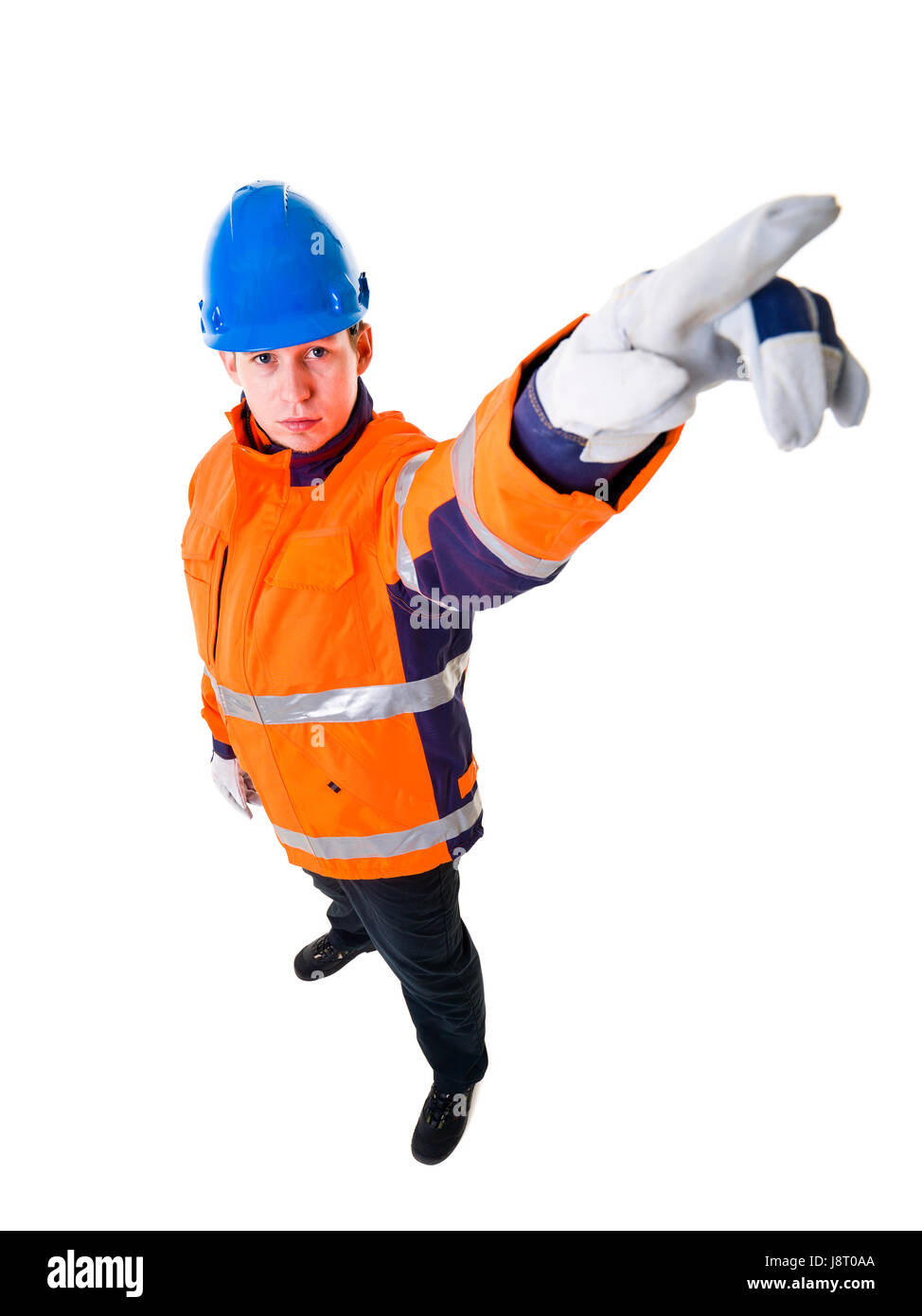 blue, men, man, isolated, working clothes, vertical, serious ...