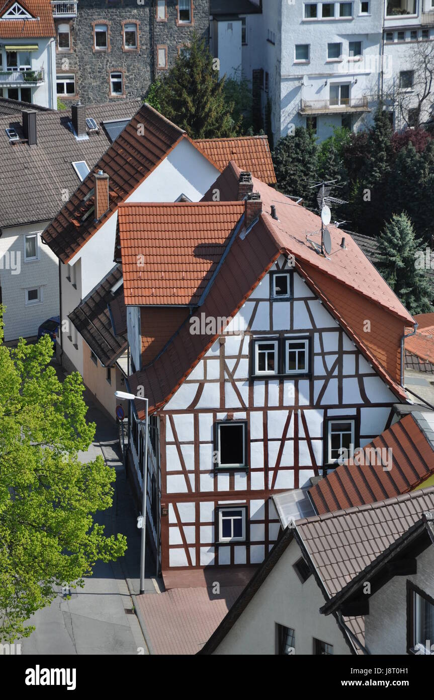 house, building, germany, german federal republic, hesse, small town ...