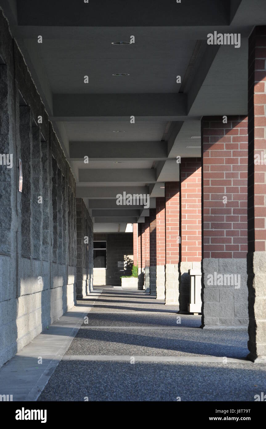 corridor, architectural, columns, exterior, building, design, path ...