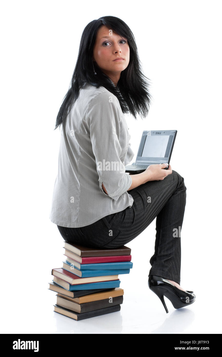 woman, study, laptop, notebook, computers, computer, laugh, laughs ...