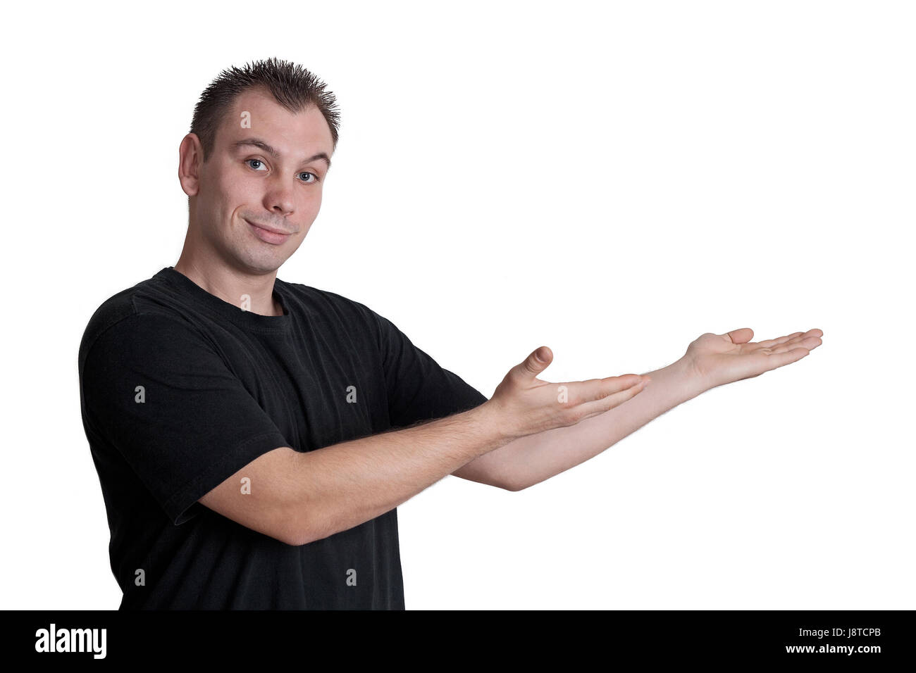 young man presenting something Stock Photo - Alamy