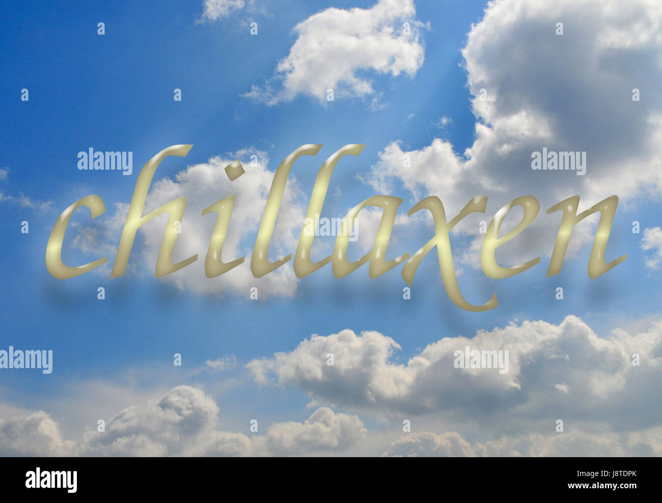clouds chilling sign text Stock Photo - Alamy
