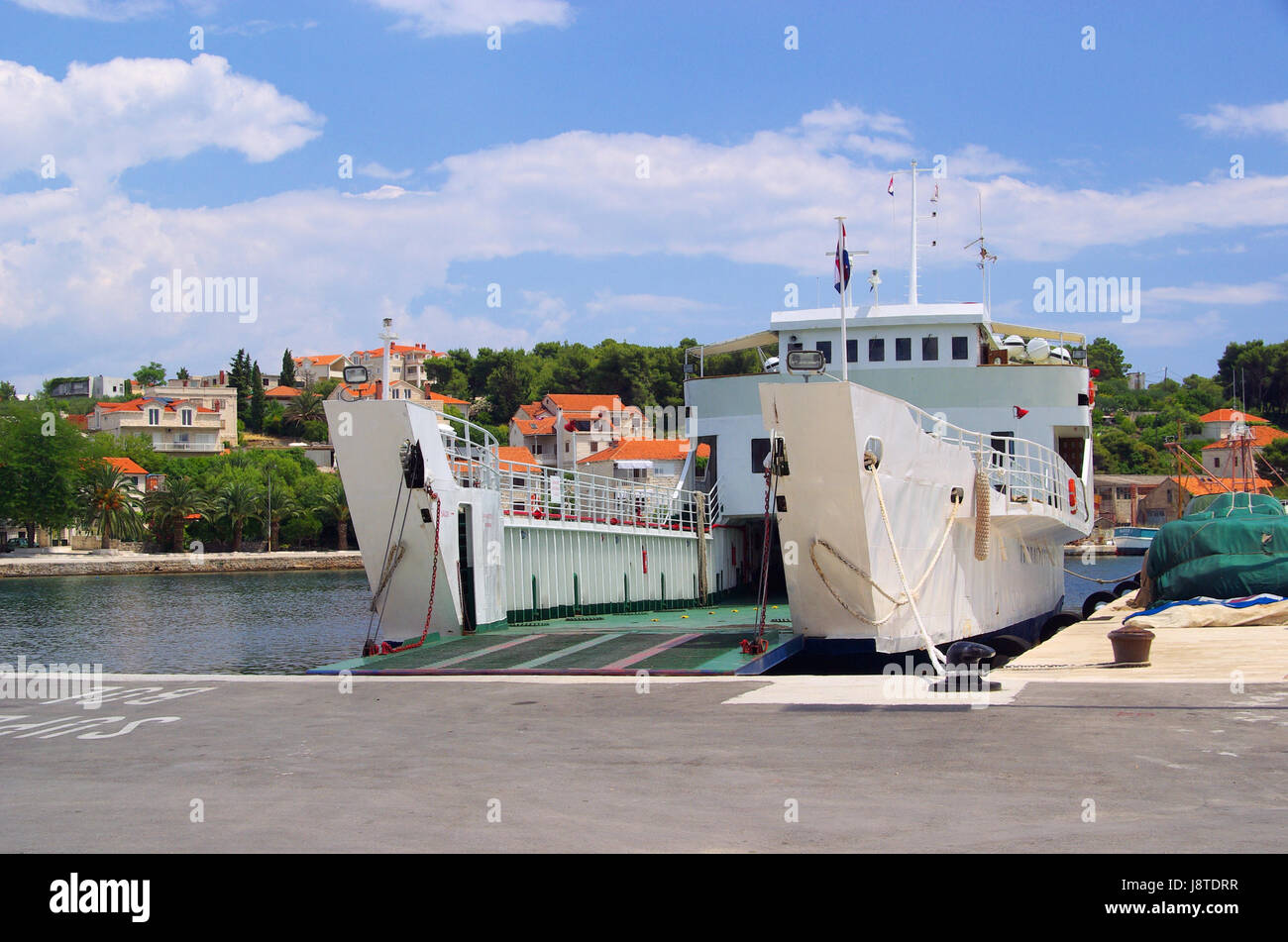 harbor, harbours, croatia, pier, car ferry, ferry, sailing boat ...