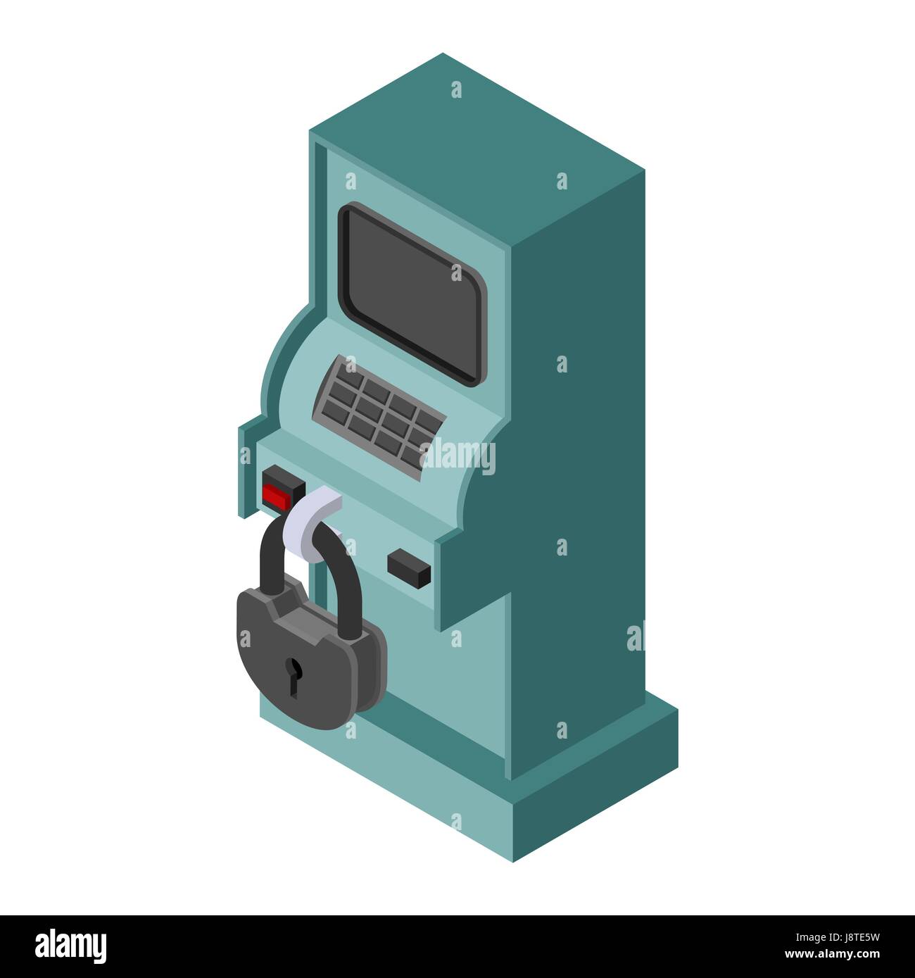 ATM is protected. Financial apparatus for issuing money and padlock ...
