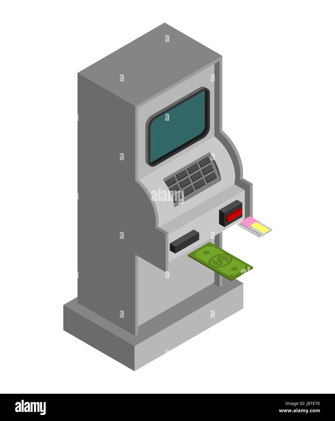 ATM Isometry isolated. cash machine Financial apparatus for issuing money on white background ...