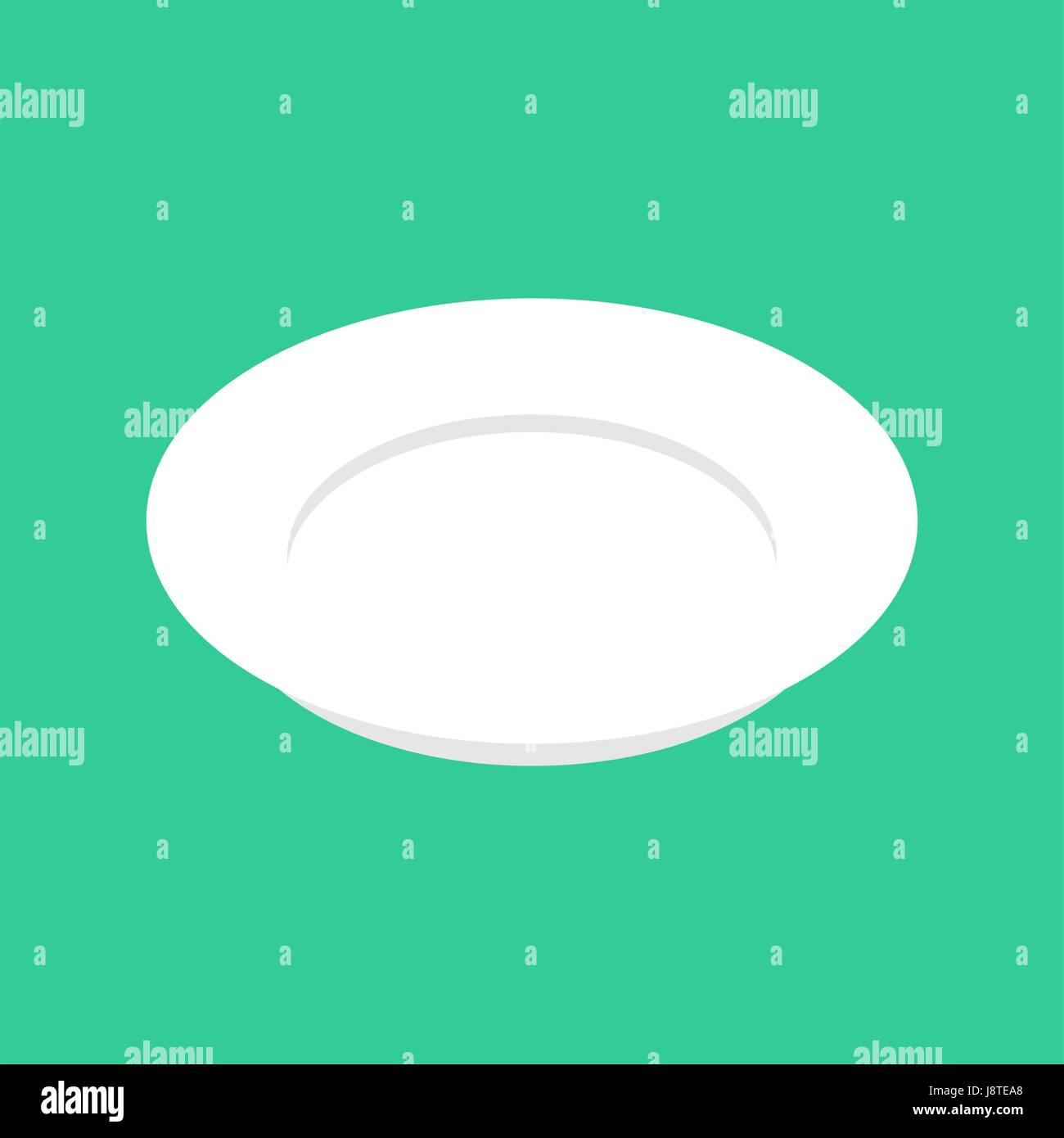 Plate Isolated isometric. white empty dish. Cutlery on white background ...