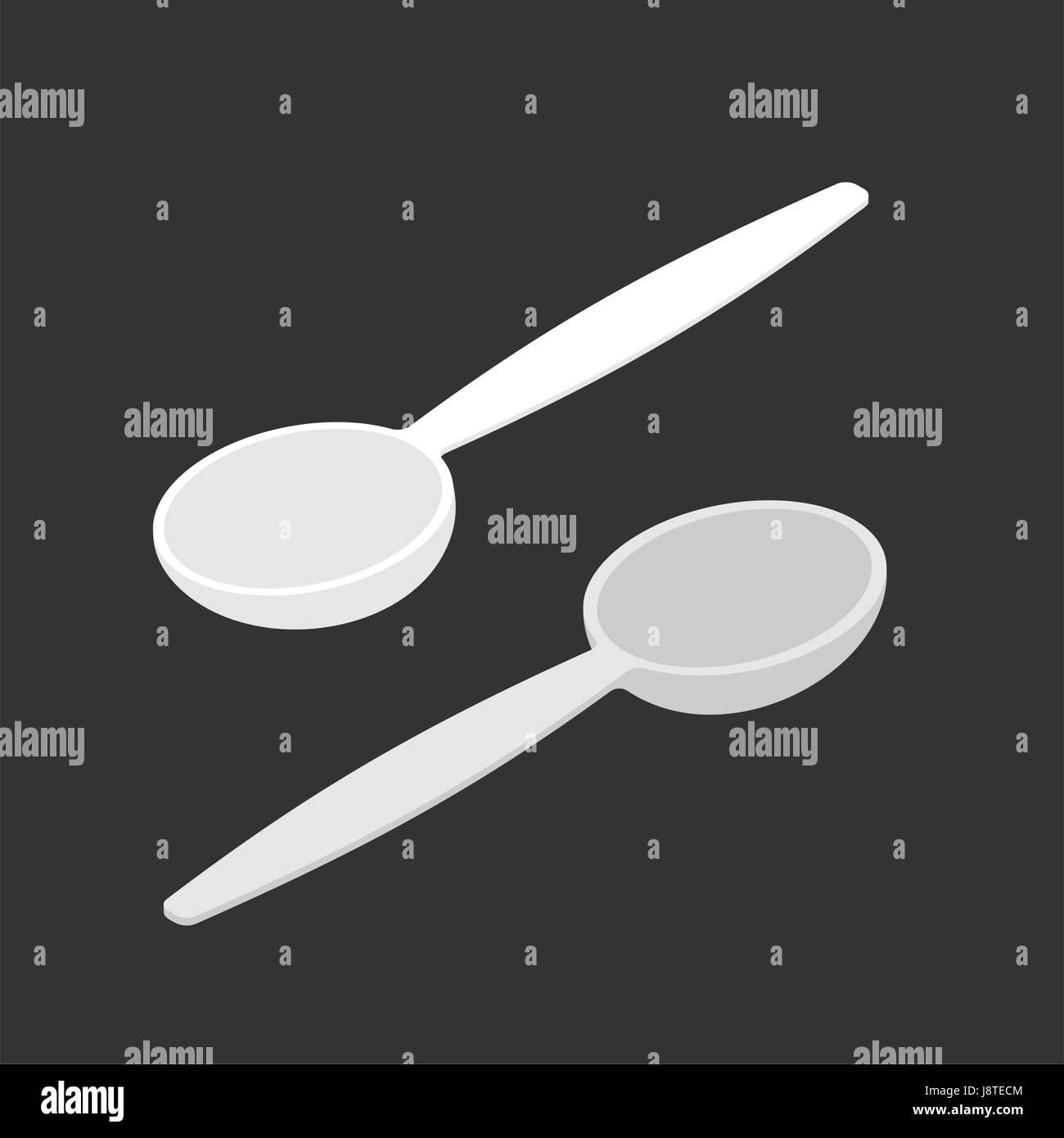 White Spoon isolated isometry. Cutlery on white background Stock Vector ...