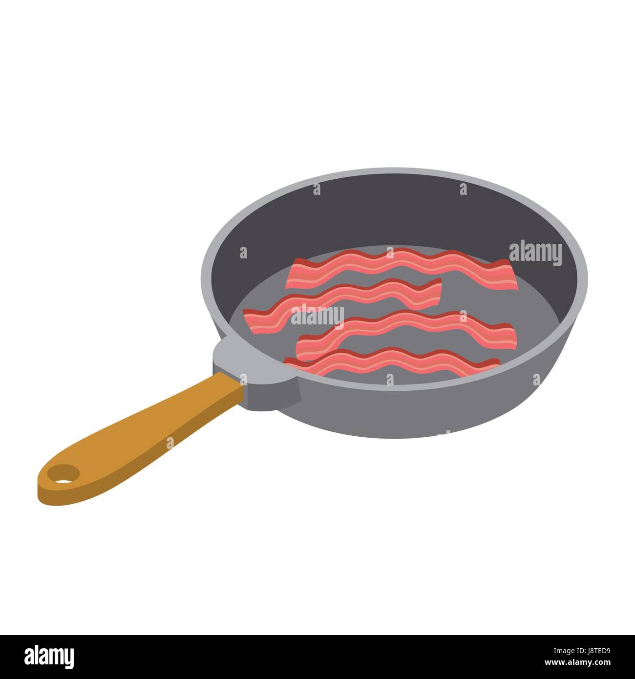 Fried bacon in pan Stock Vector Images - Alamy