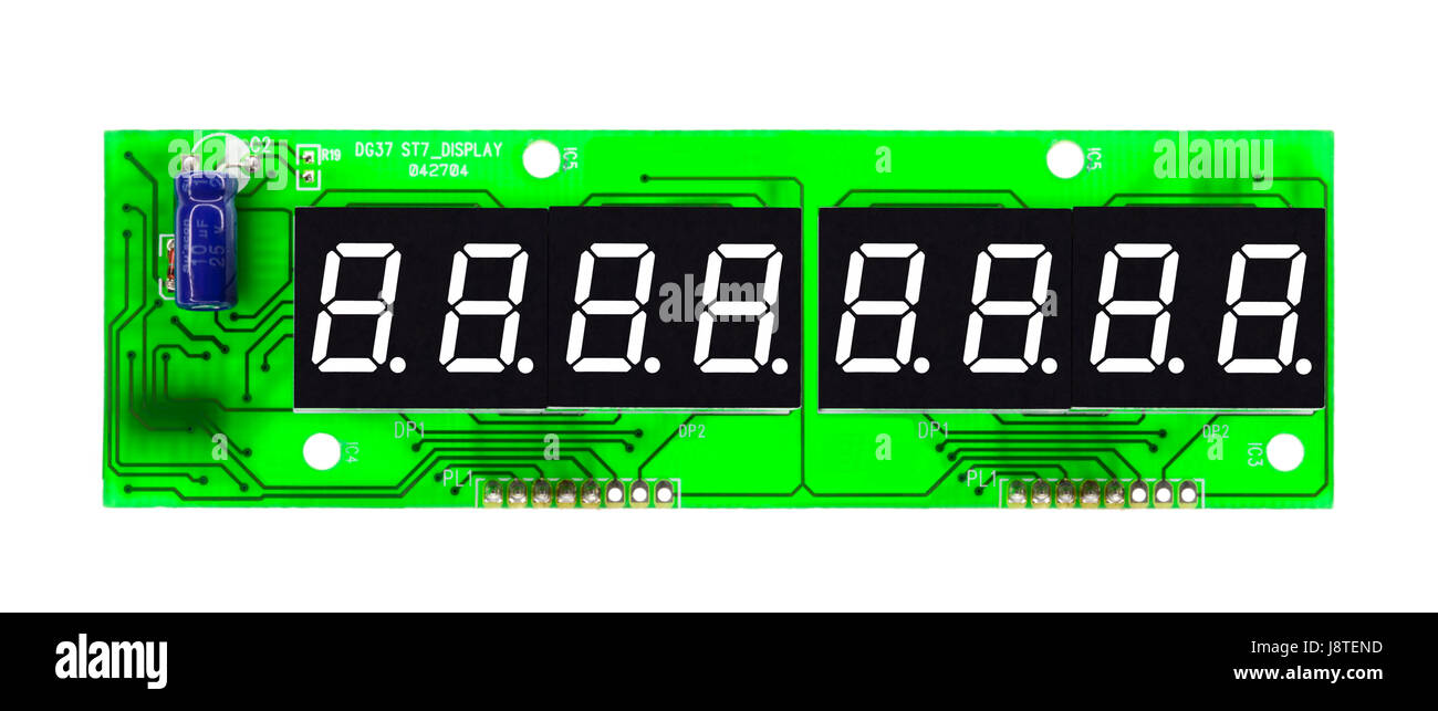 editable 8-digit data display on pcb Stock Photo - Alamy