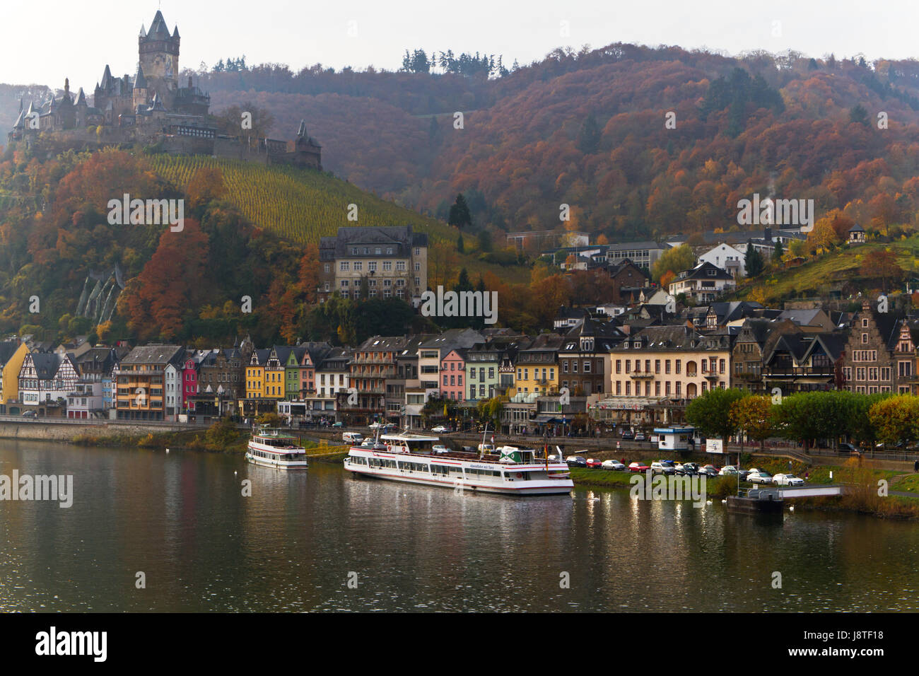 tower, mosel, castle wall, blue, tower, flow, green, tourism ...
