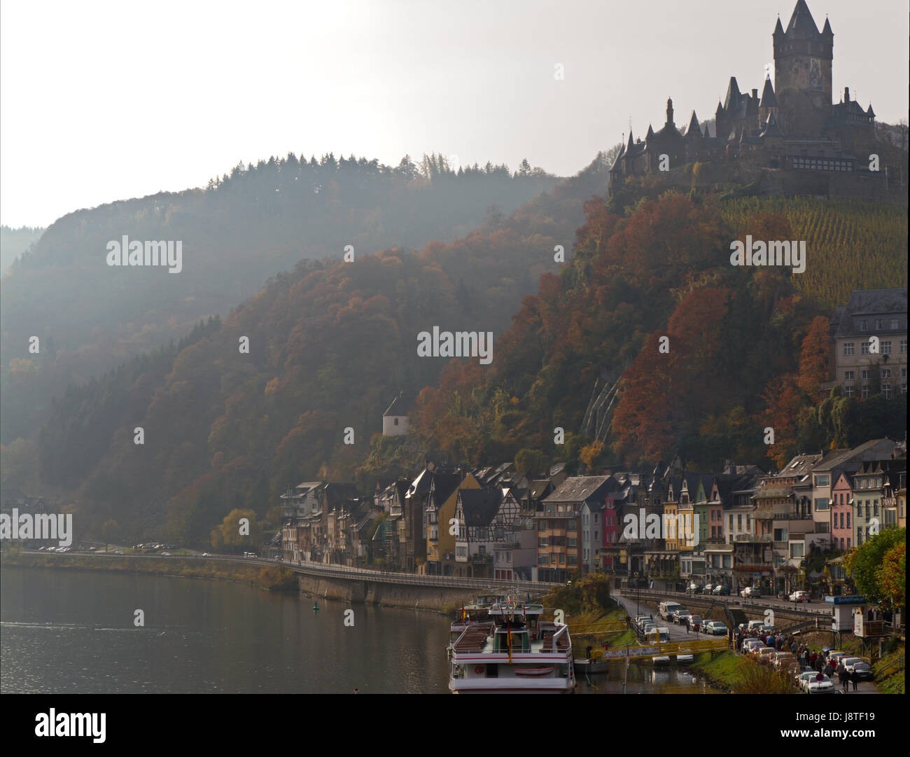 tower, mosel, castle wall, blue, tower, flow, green, tourism ...