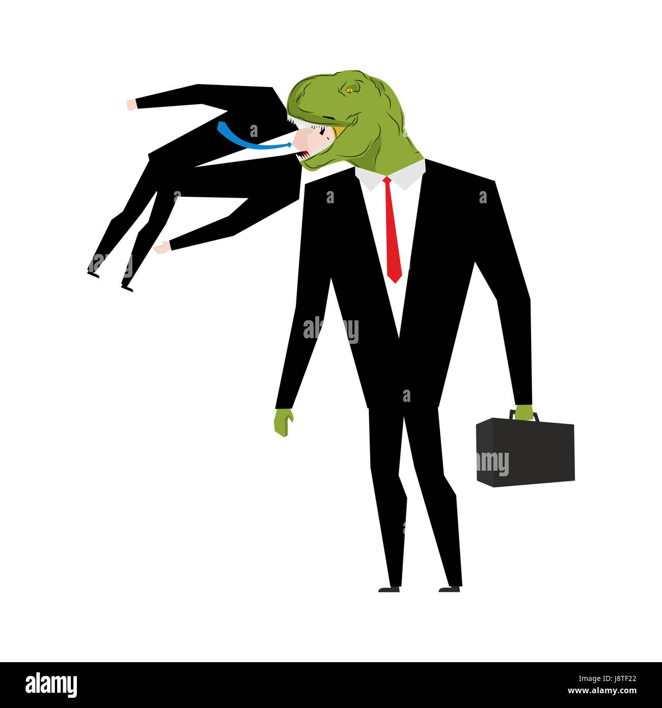 Tyrannosaurus businessman is eating competitor. dinosaur is boss. Dino ...