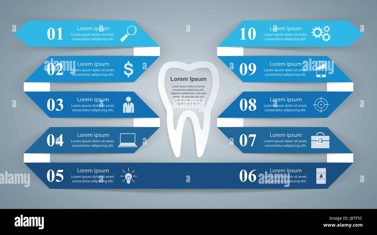 Abstract 3D digital illustration Infographic. Tooth icon Stock Vector ...