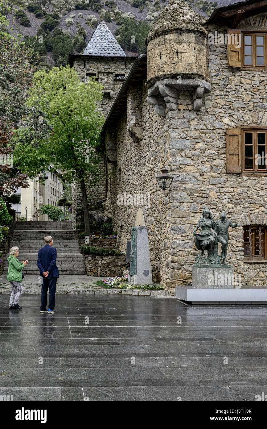 Casa de la Vall, old parlament, statue dance typica and famous of ...
