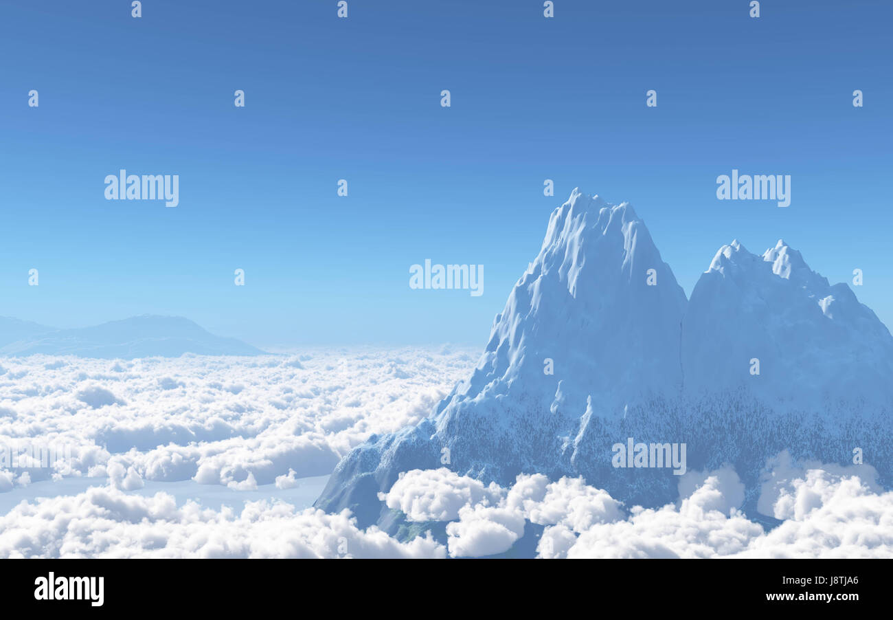 peaks, clouds, mountain, ice, blue, beautiful, beauteously, nice ...
