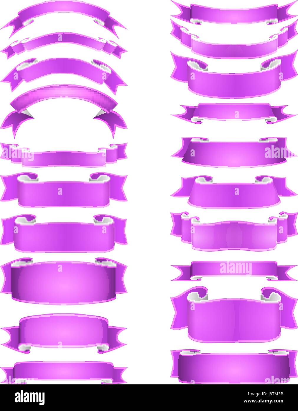 isolated vector colored satin ribbons set - purple Stock Vector Image ...