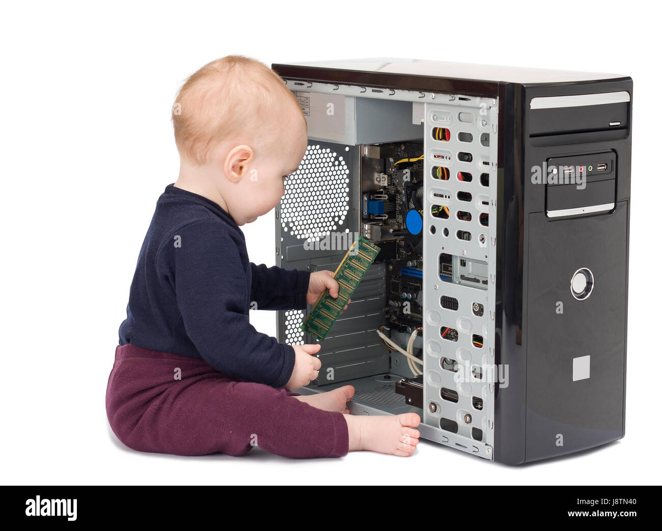 young child with open computer Stock Photo - Alamy