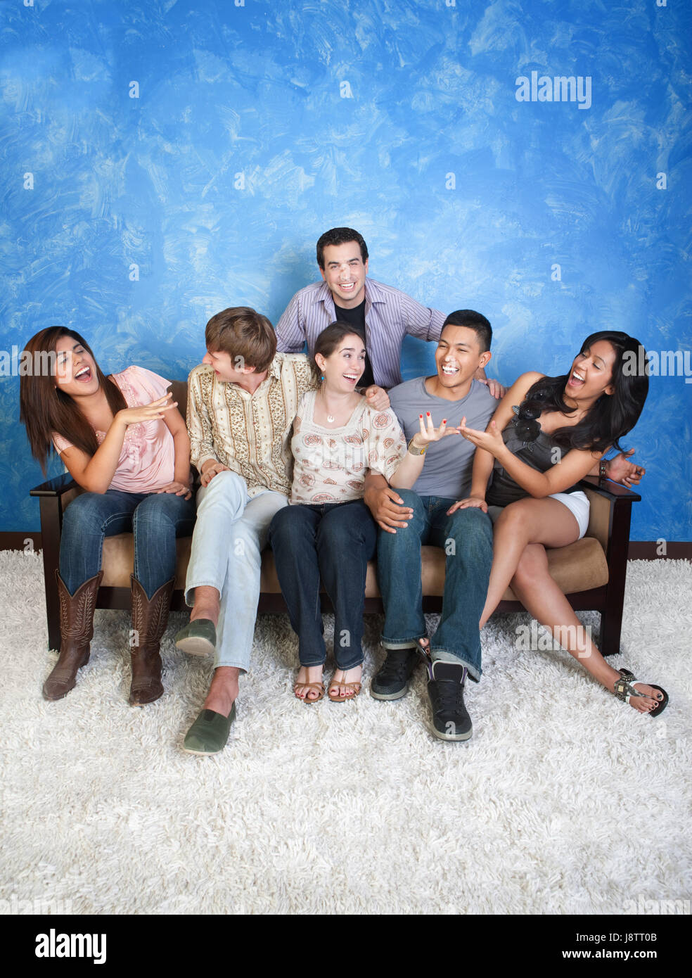 blank, european, caucasian, couch, embrace, diverse, guy, talk ...