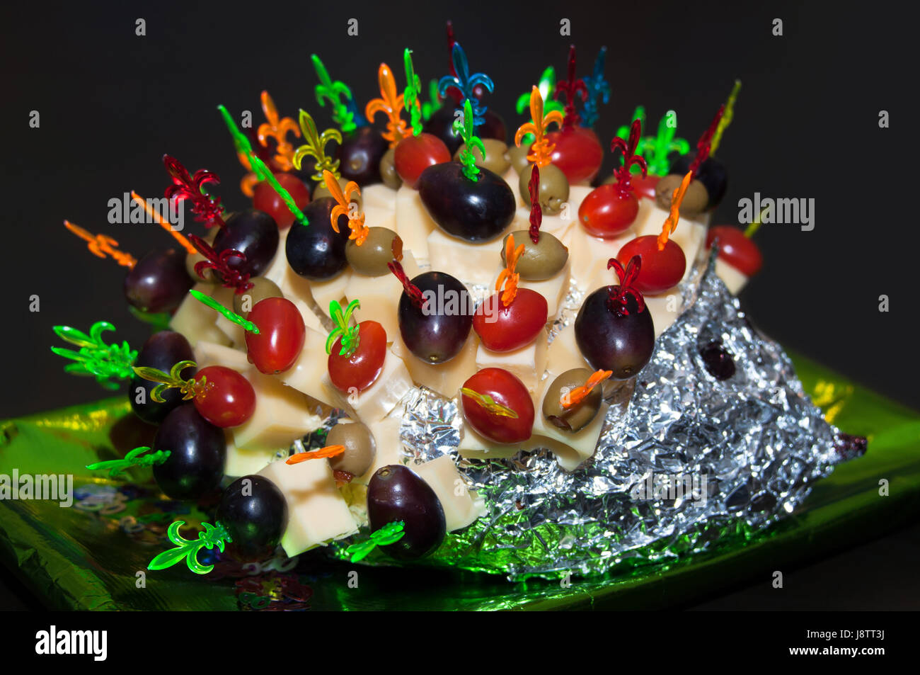 grapes, party, celebration, hedgehog, tomatoes, tomatos, cheese, olives ...