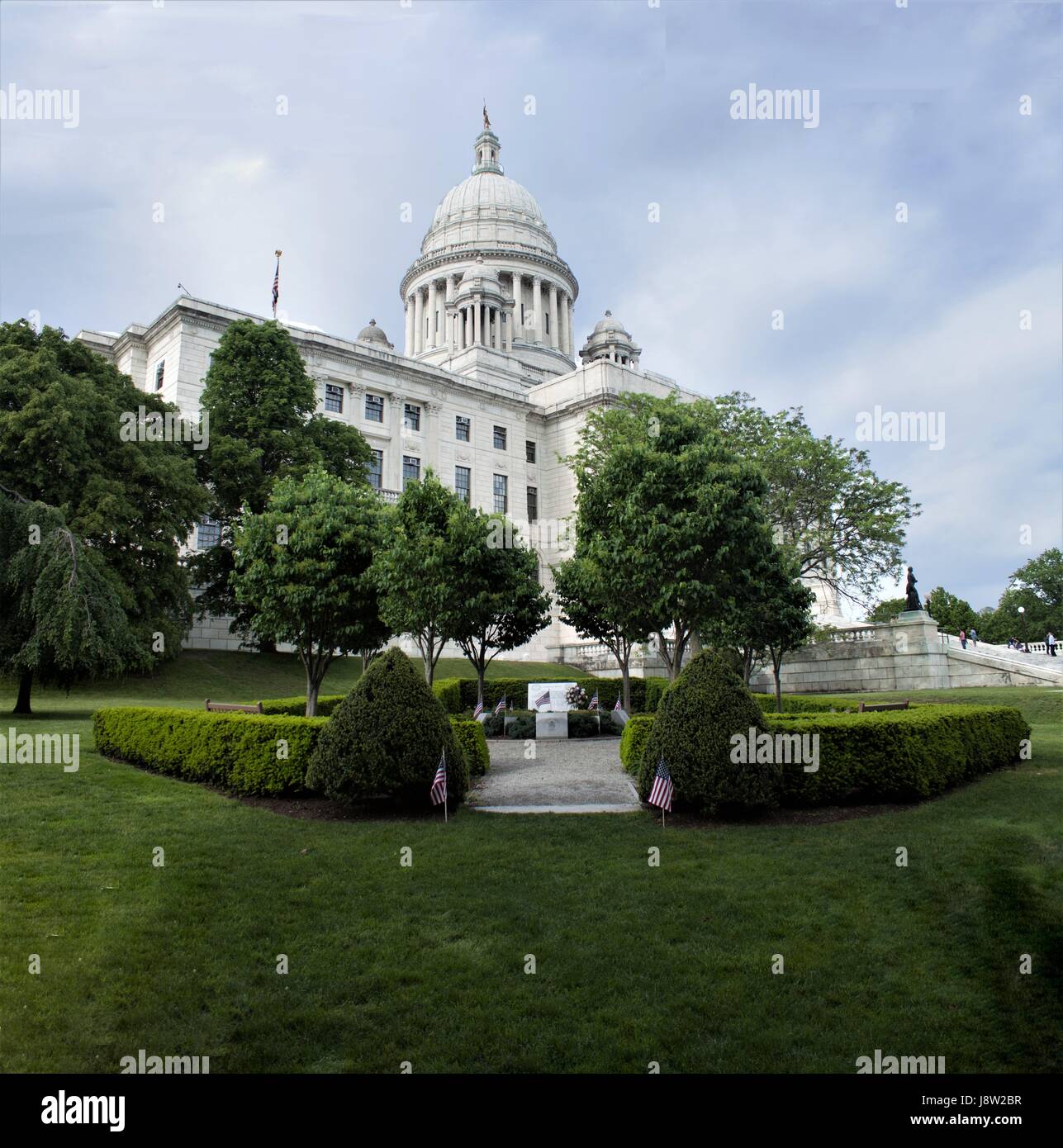 A photo of the side 3/4 view of the Rhode Island State Building, with ...