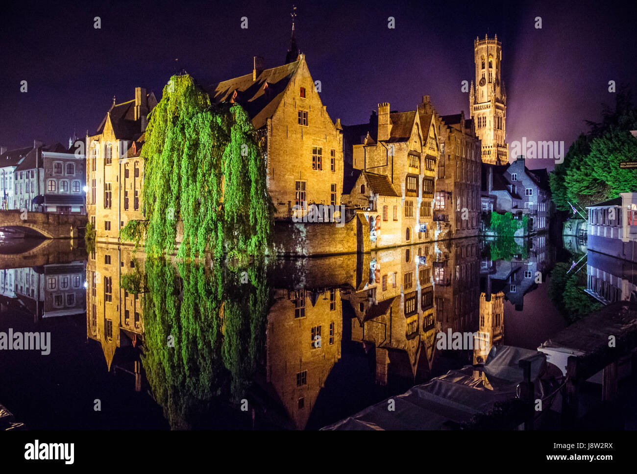 Reflection of medieval architecture and houses on the famous scenic ...