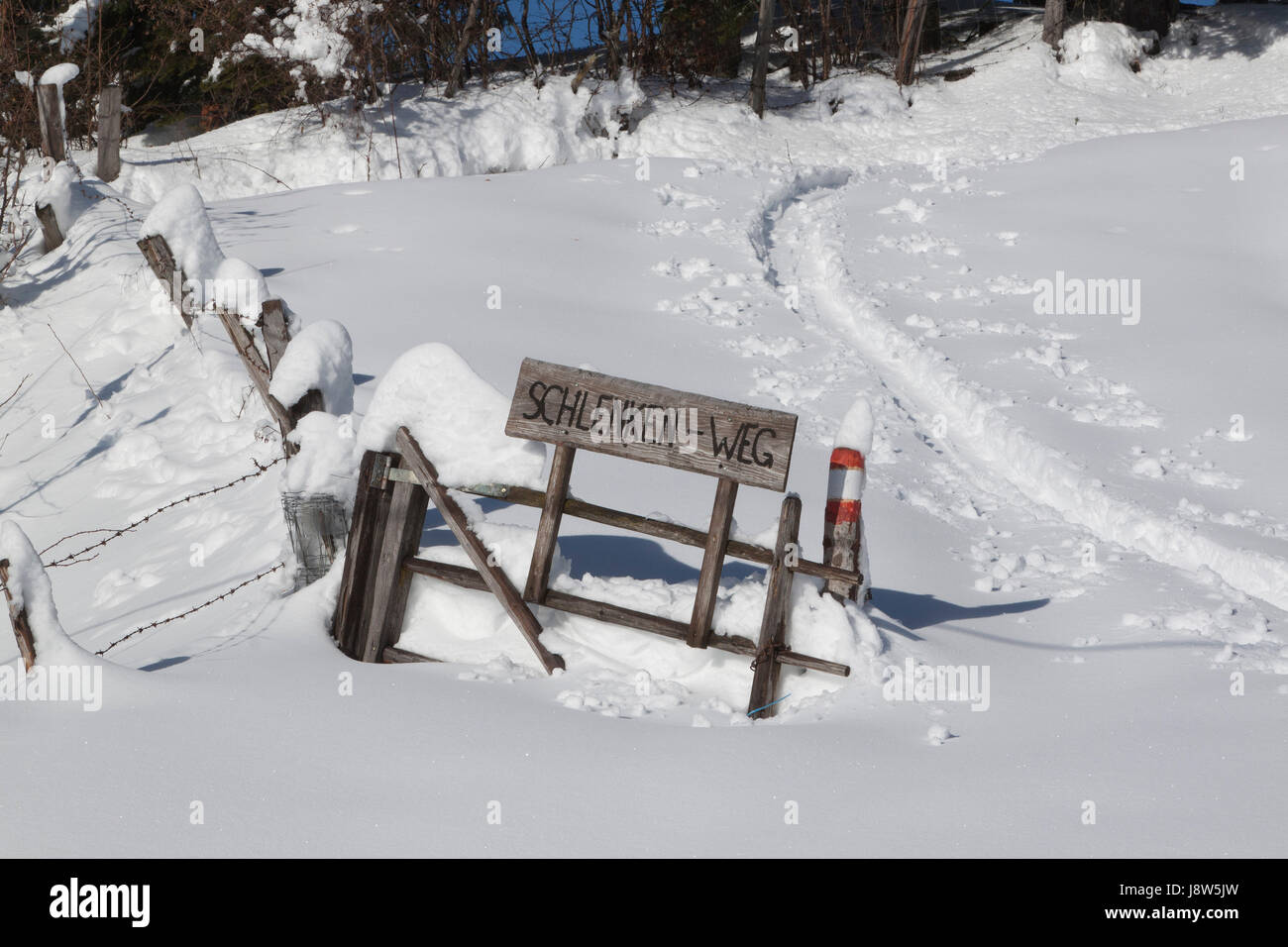 winter, cold, sense, track, signpost, path, way, snow, tracks ...