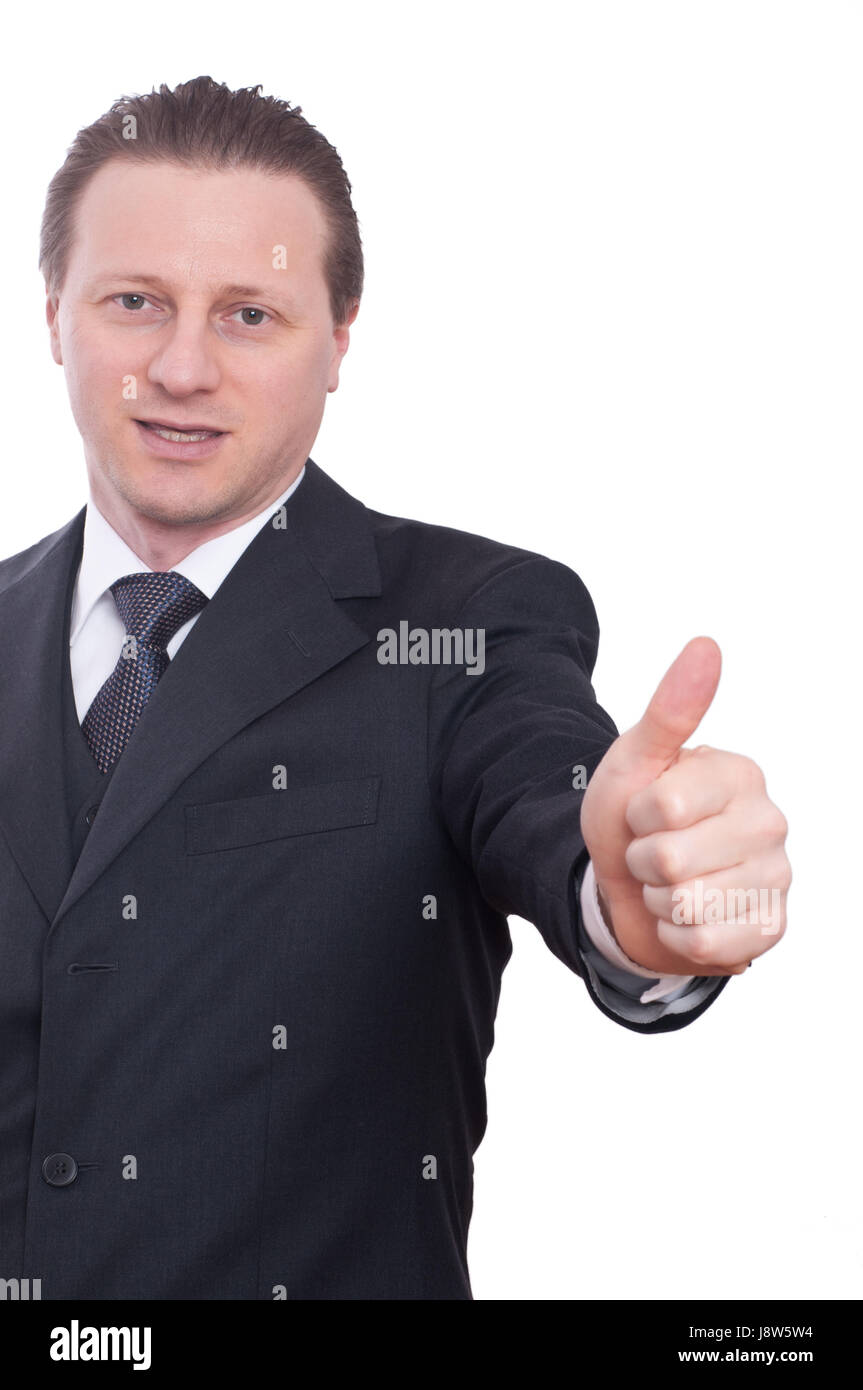 banker shows with thumbs up Stock Photo - Alamy
