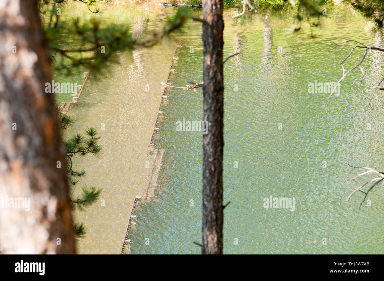 Bridge on hiking trail that is underwater due to flooding Stock Photo ...