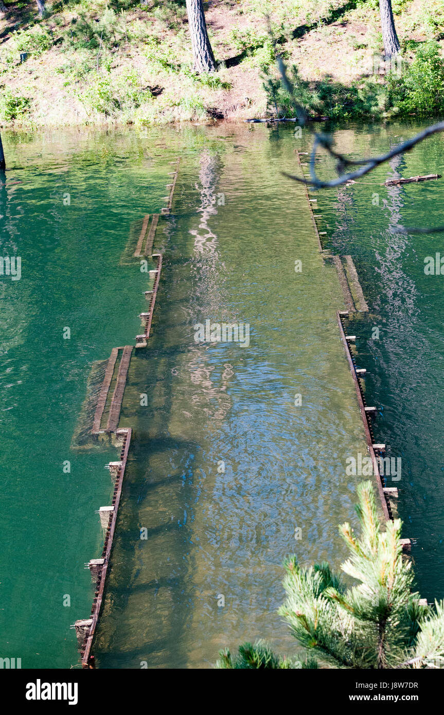 Bridge on hiking trail that is underwater due to flooding Stock Photo ...