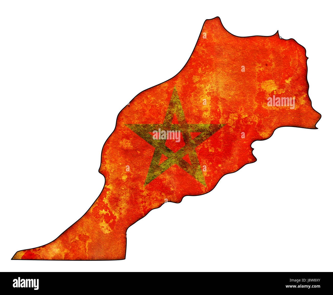 isolated, political, colour, africa, wall, flag, rust, morocco, paint ...