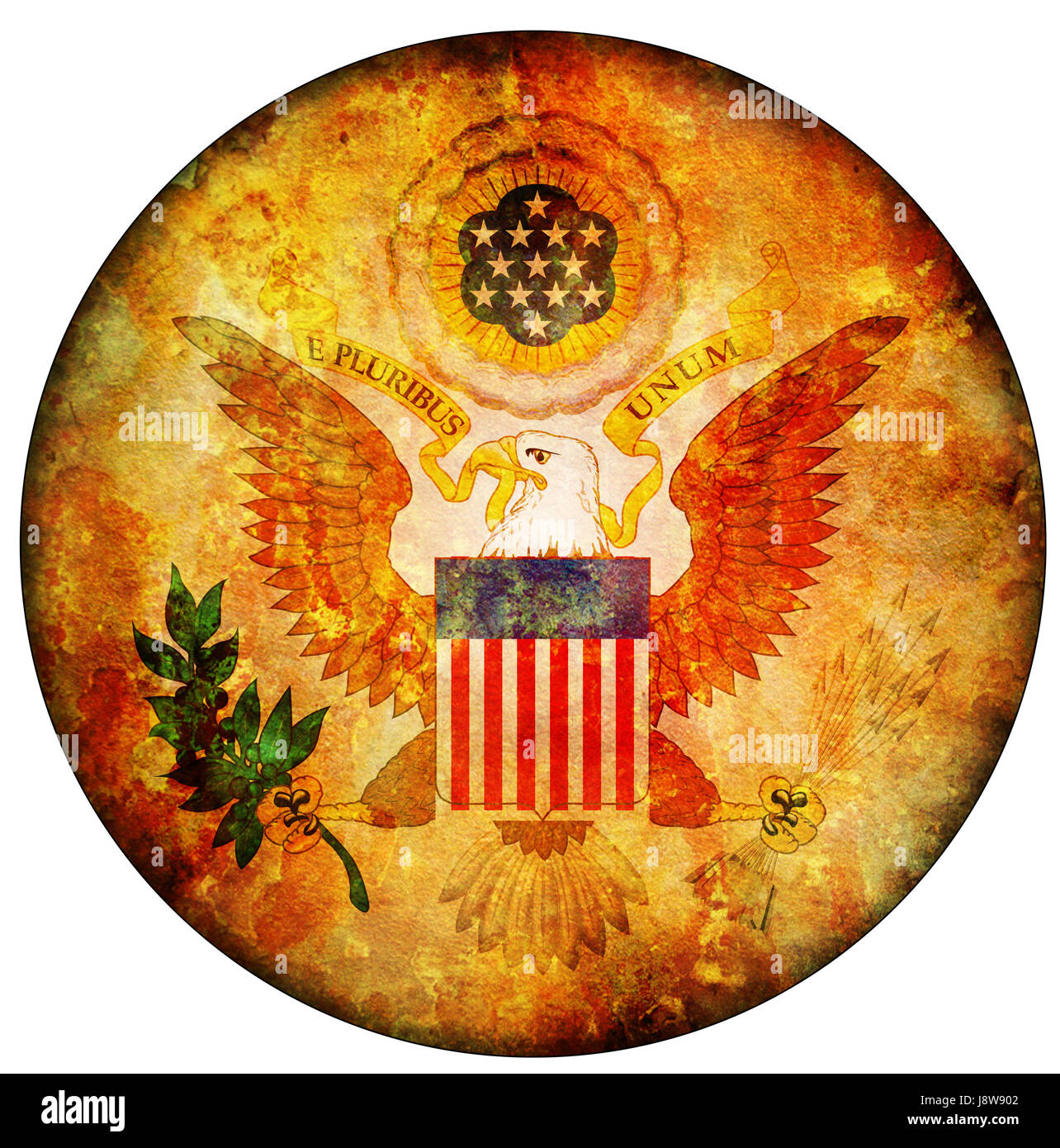 isolated, emblem, usa, vintage, america, illustration, flag, rusty ...