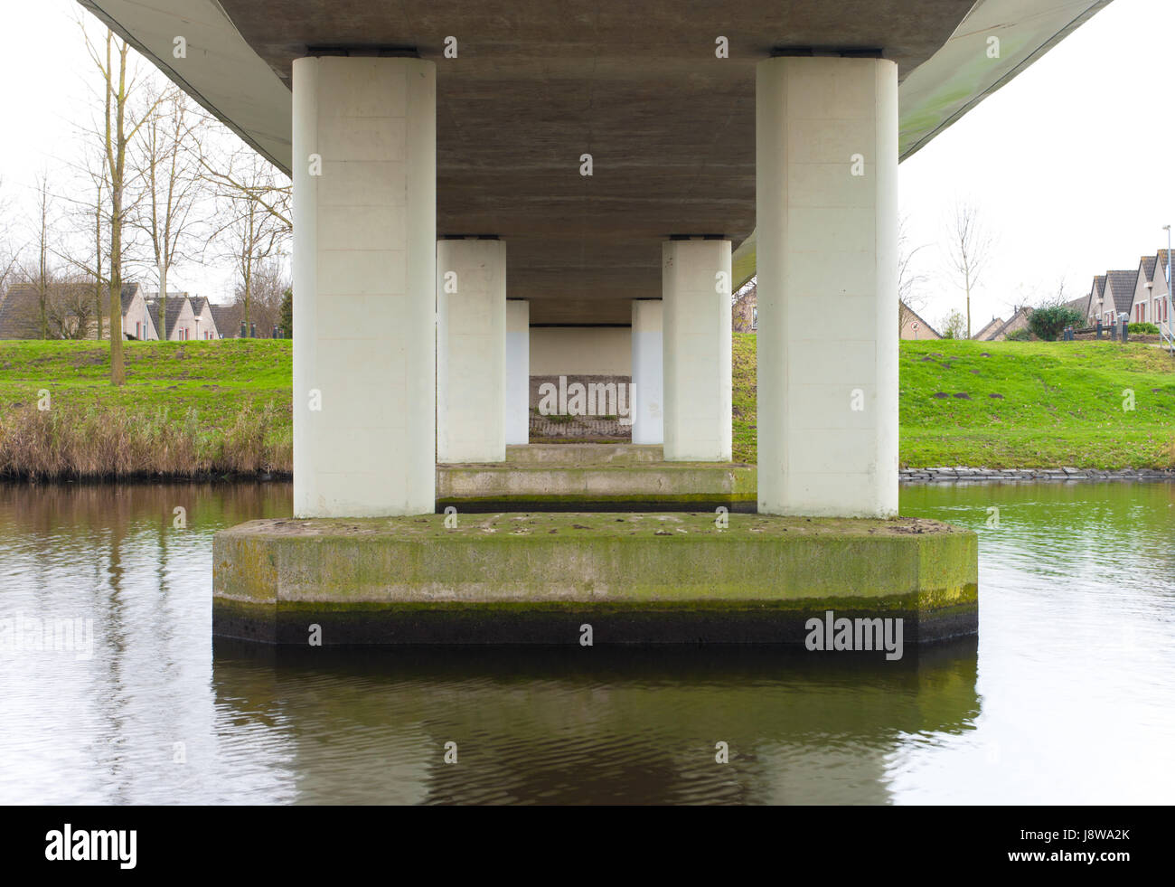 bridge, canal, pillar, build, modern, modernity, bridge, blank ...