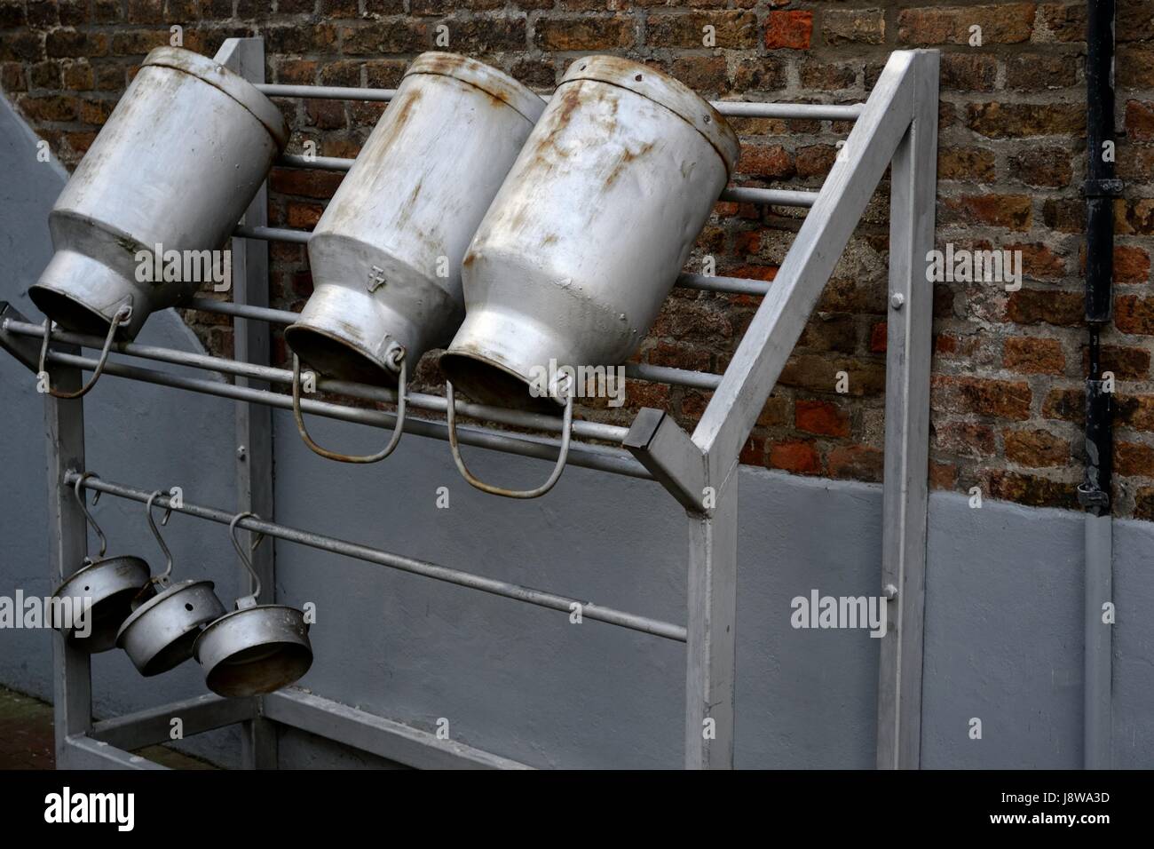historical, bucket, sheet metal, collection, tankards, dairy, old ...