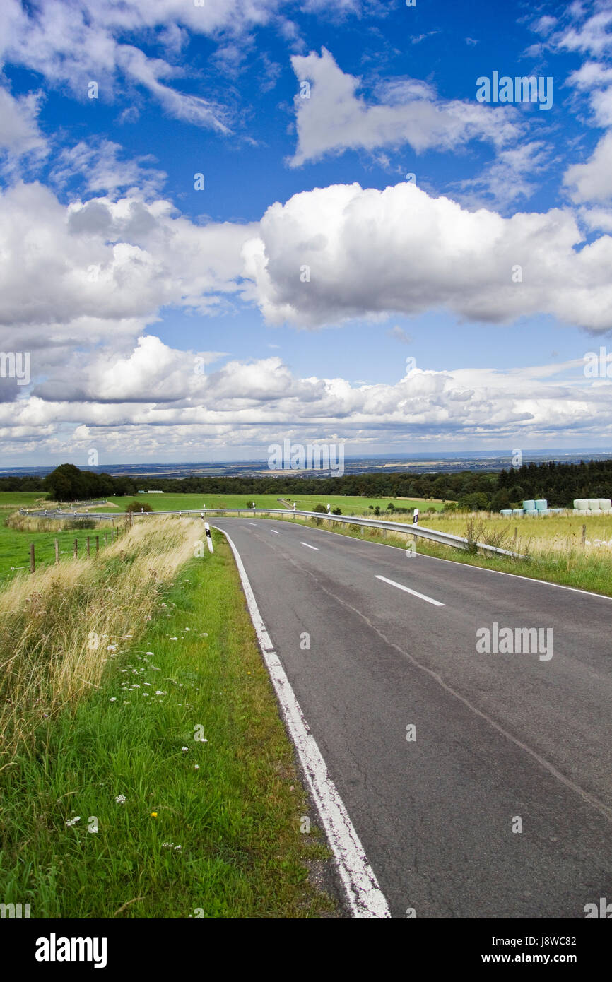 horizon, traffic, transportation, road traffic, bend, through road ...