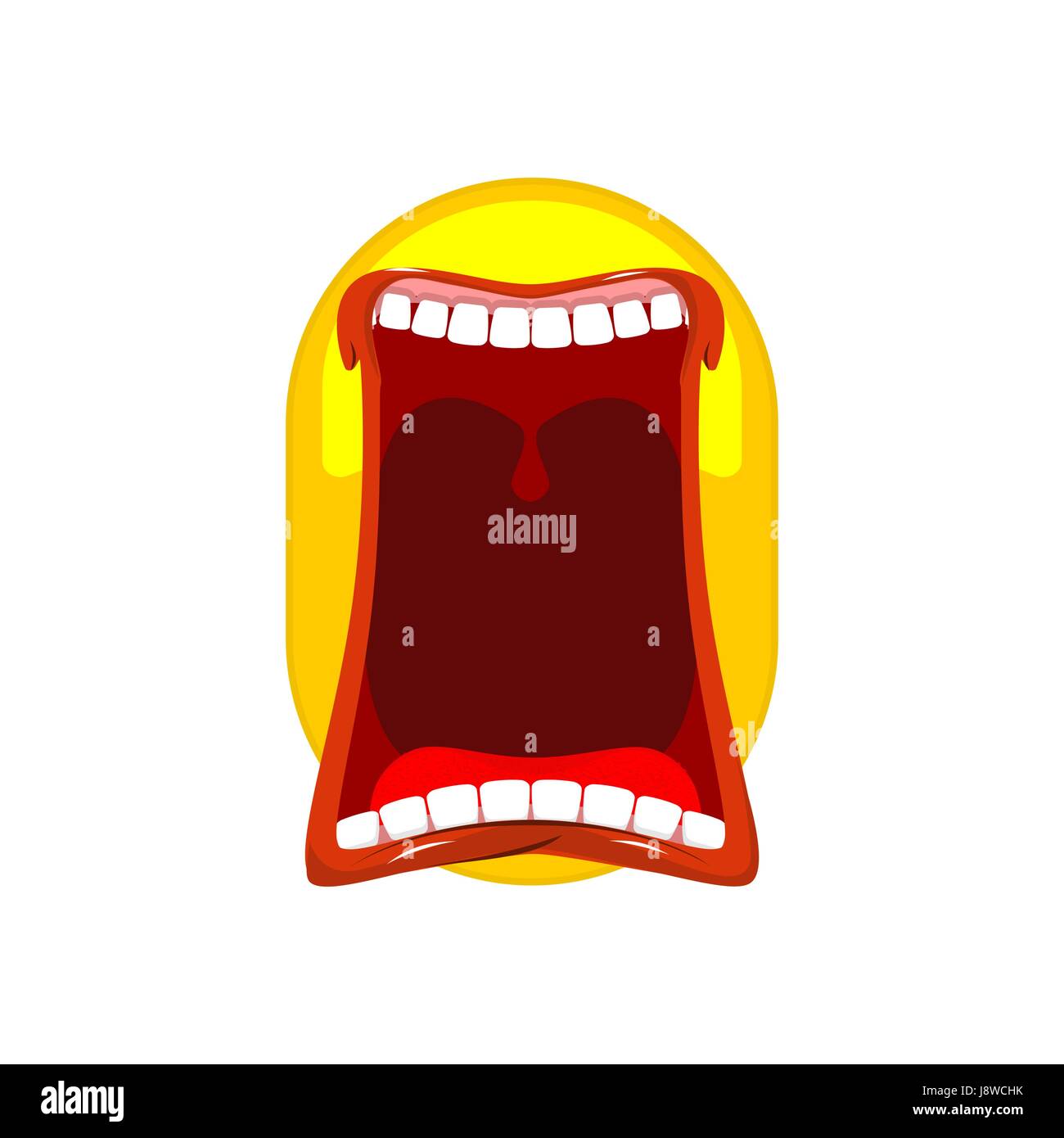 Emoticon screams. Open mouth and teeth. Crazy Emoji. emotion yell ...