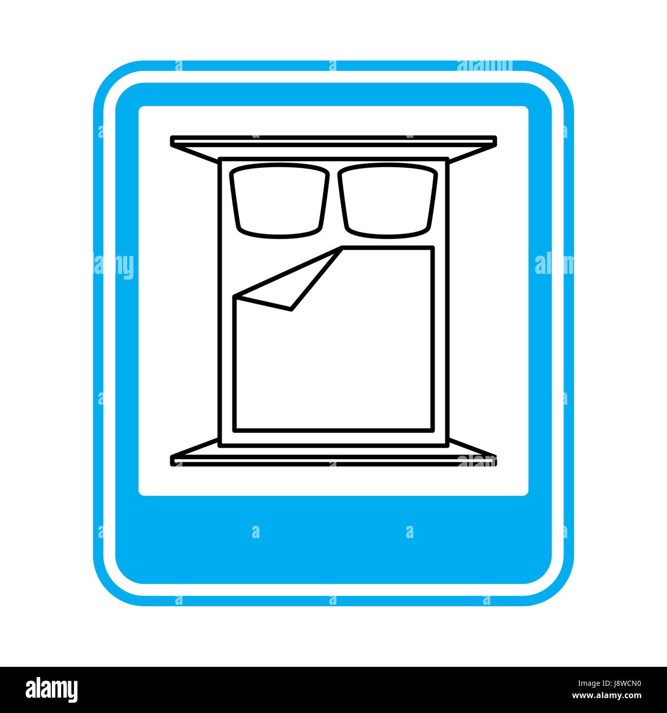 Bed Road sign overnight. Hotel symbol. Blue Rectangle Stock Vector ...