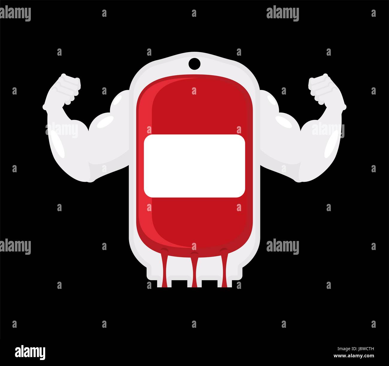Strong blood. Powerful blood donor bag isolated Stock Vector Image ...
