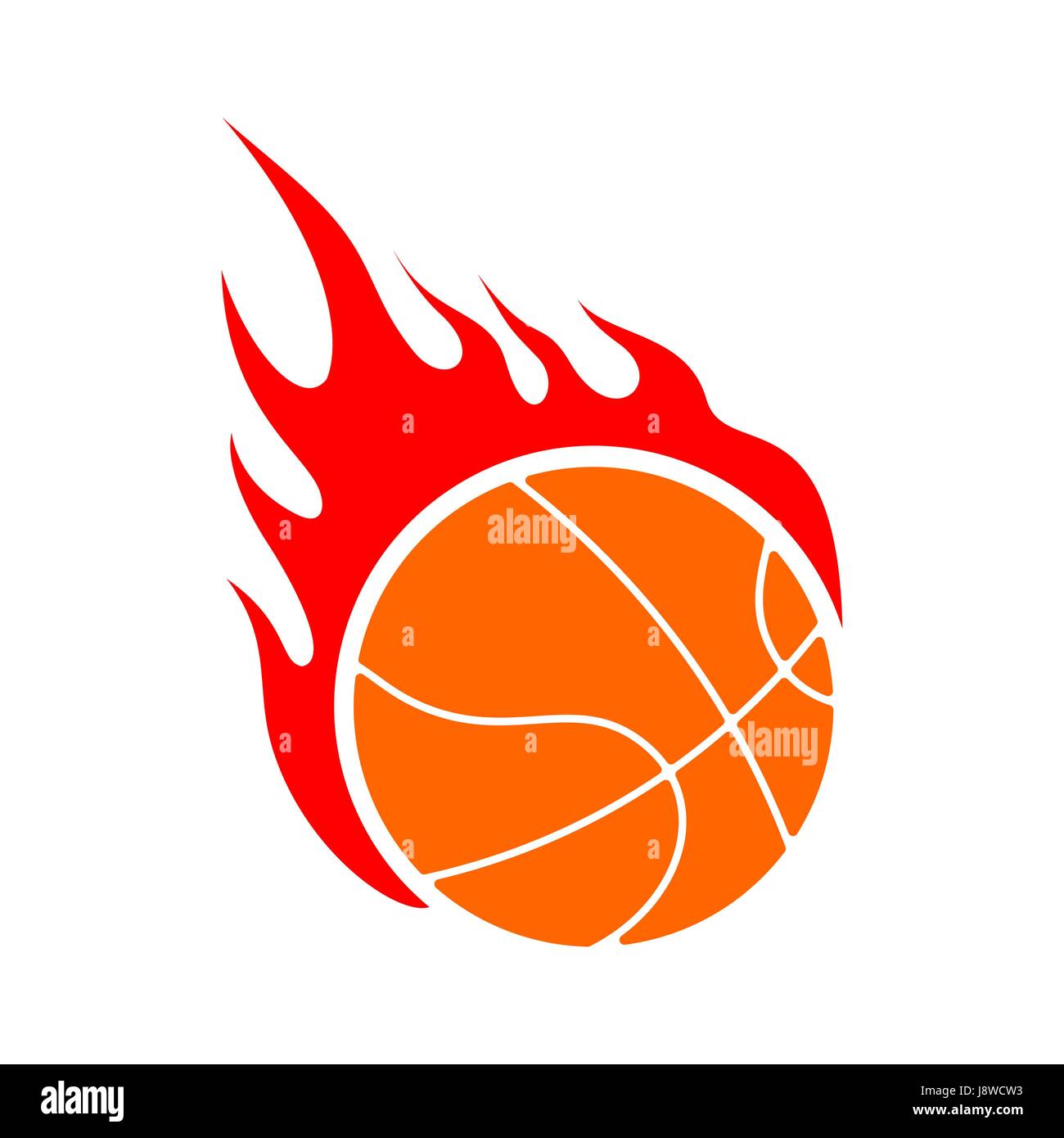 Fire basketball. Flame ball. Emblem game sport team Stock Vector Image ...