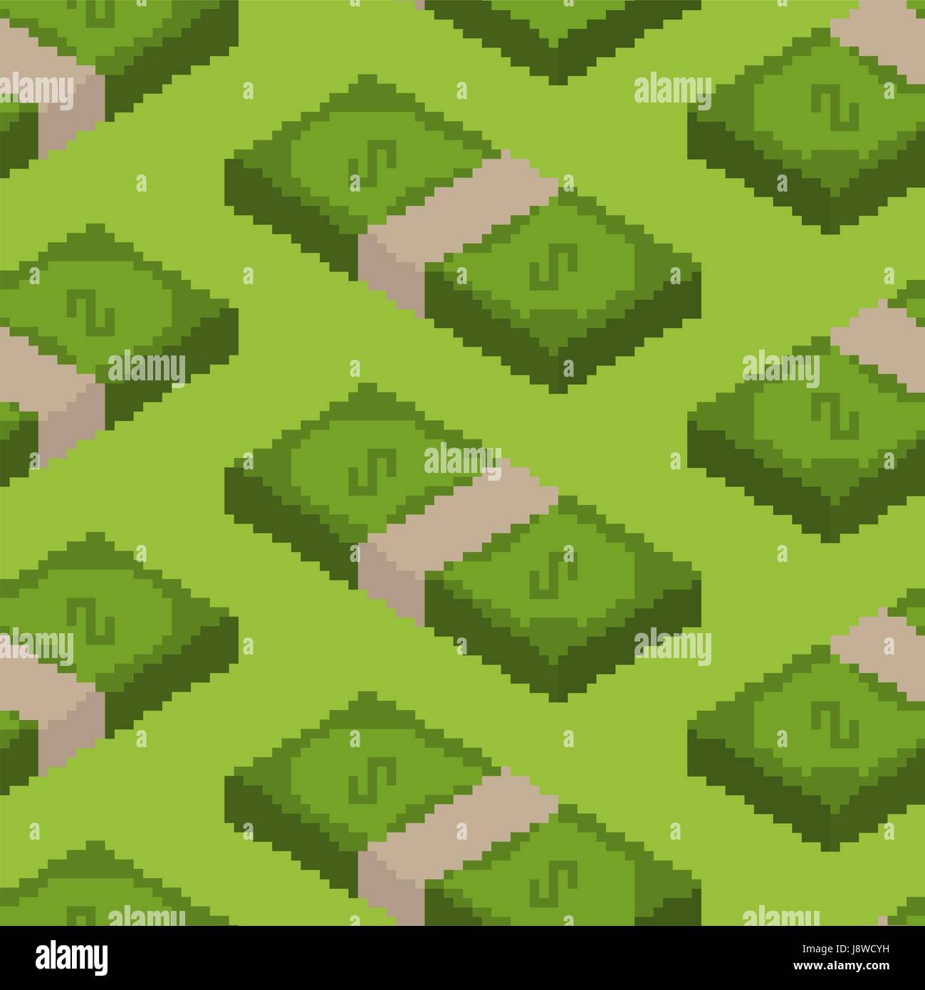 Money pixel art seamless pattern. pixelated Cash background. Dollars ...