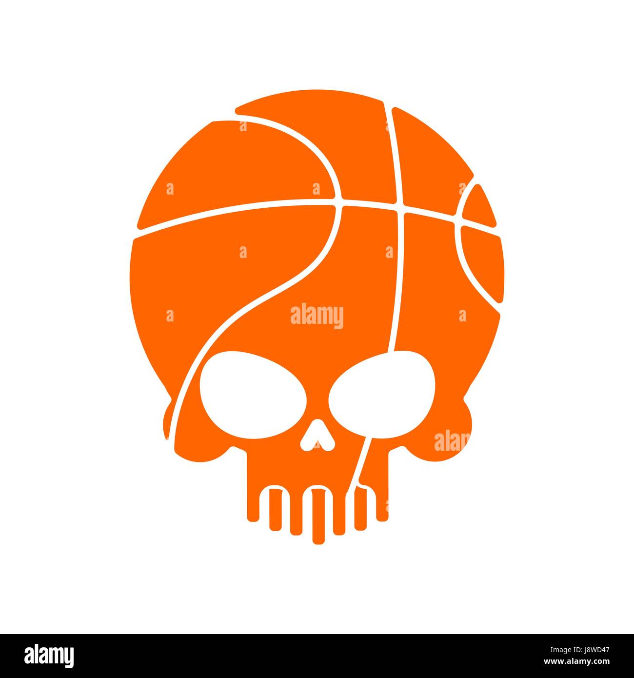 Skull basketball. Ball is head of skeleton. Emblem for sports fans ...