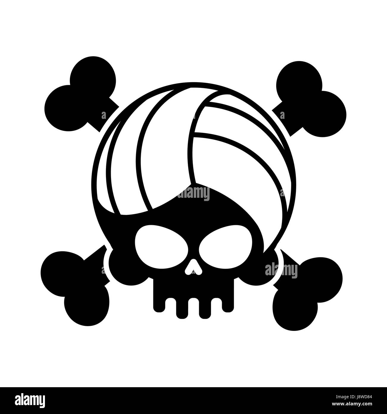 Skull volleyball. Ball is head of skeleton. Emblem for sports fans ...