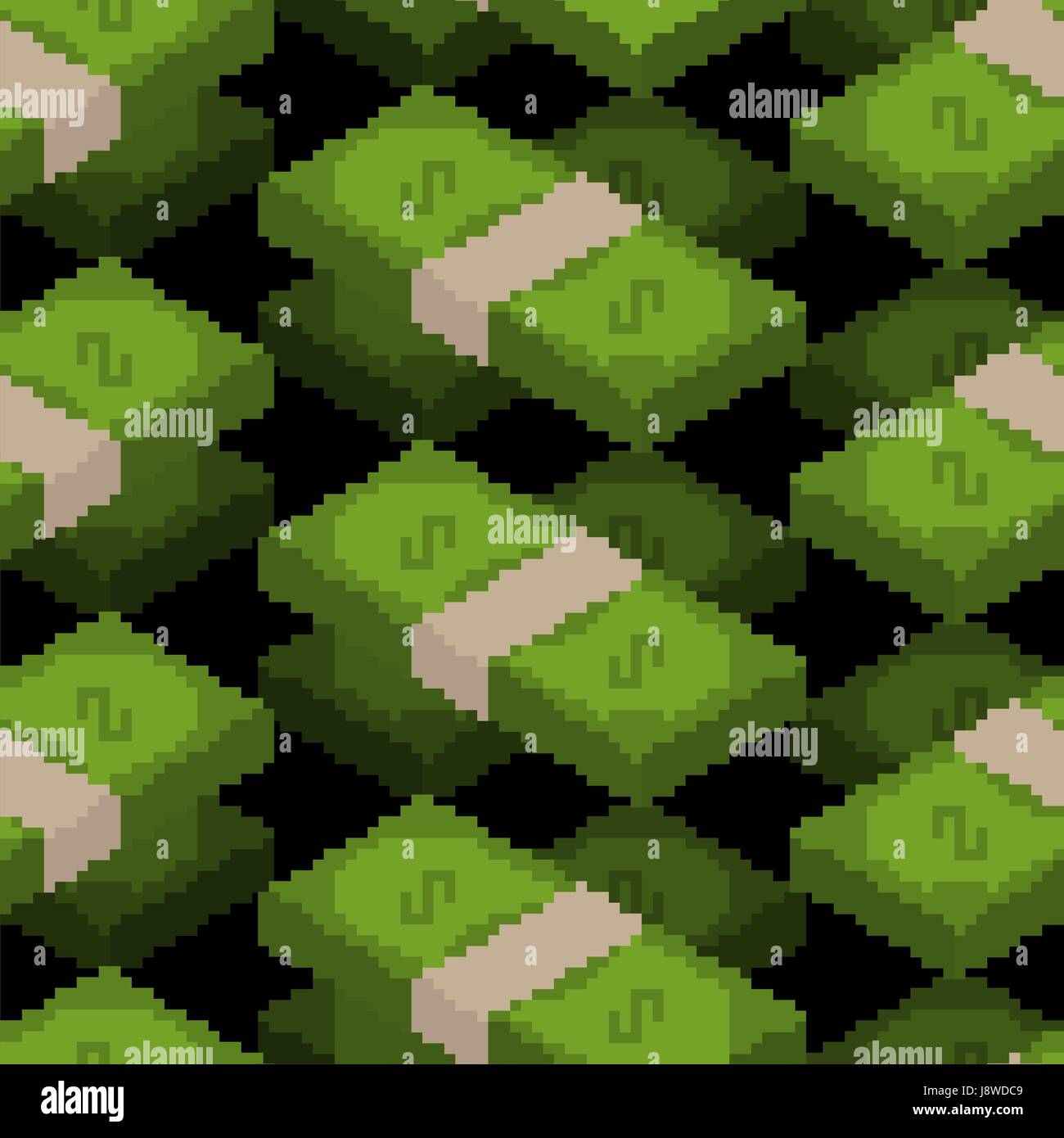 Money pixel art seamless pattern. pixelated Cash background. Dollars ...