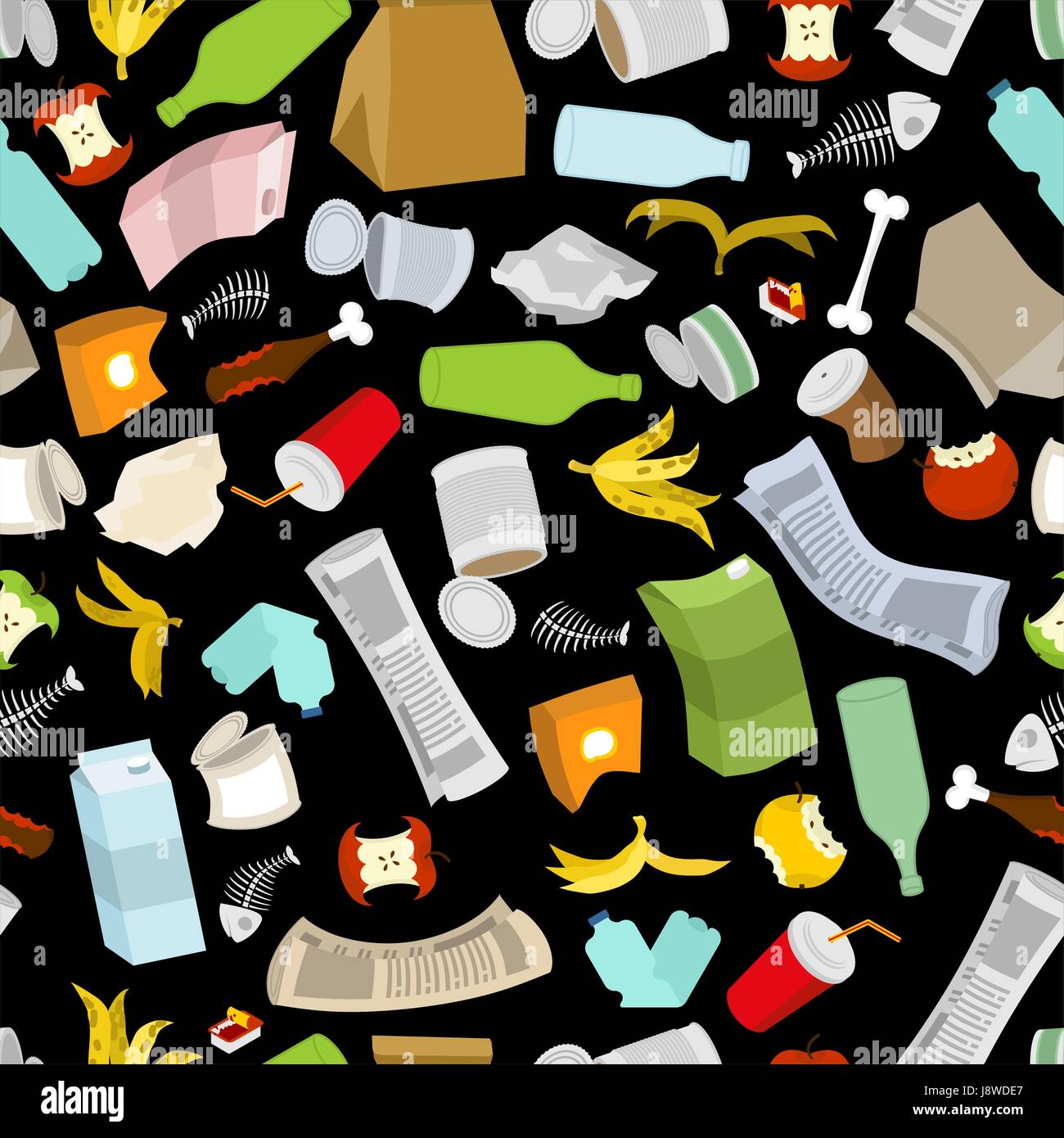 Rubbish seamless pattern. Garbage texture. trash ornament. dirty ...