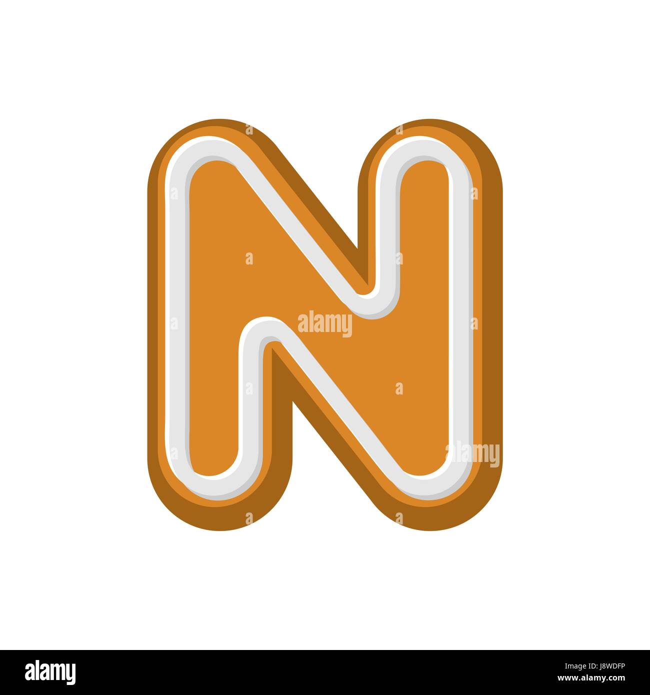Letter N Gingerbread. Peppermint honey-cake font. Cookies alphabet ...