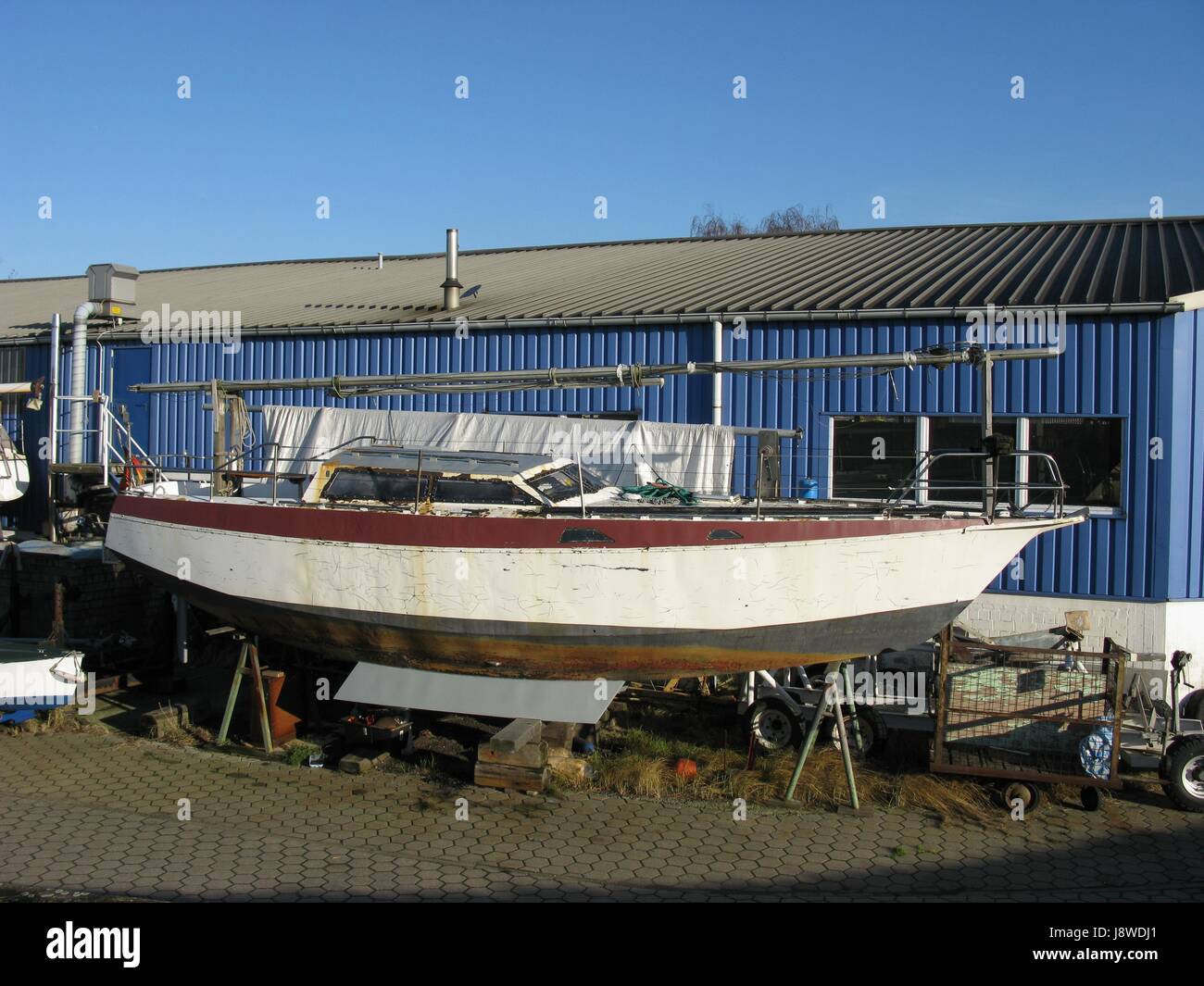 old boat in the shipyard Stock Photo - Alamy