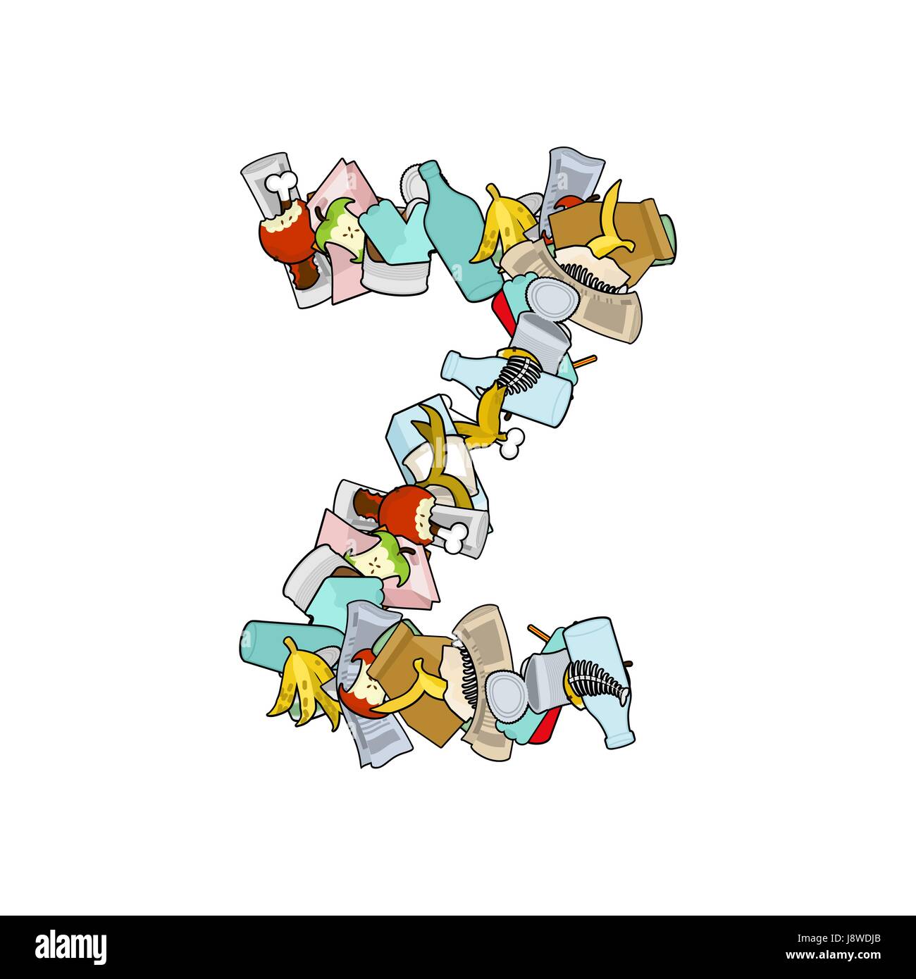 Letter Z Rubbish. Trash font. garbage alphabet. Lettering litter Stock ...