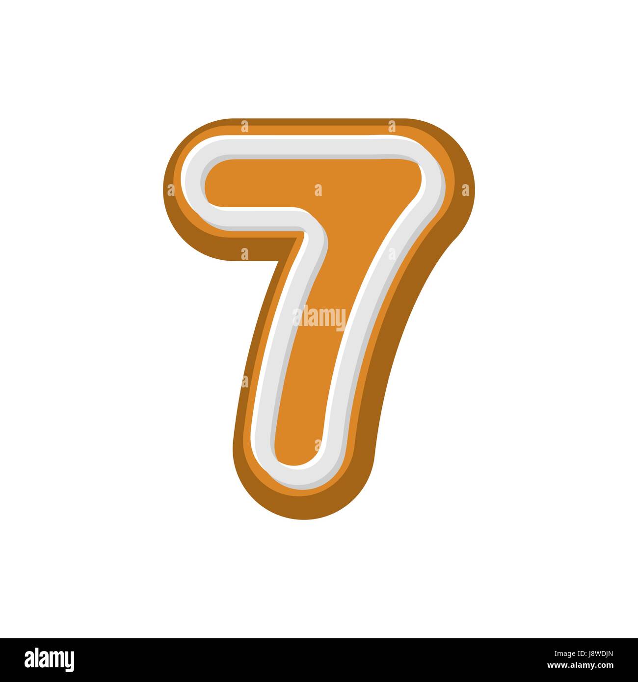 Number 7 Gingerbread font. Peppermint honey cake ABC seven. Cookies ...