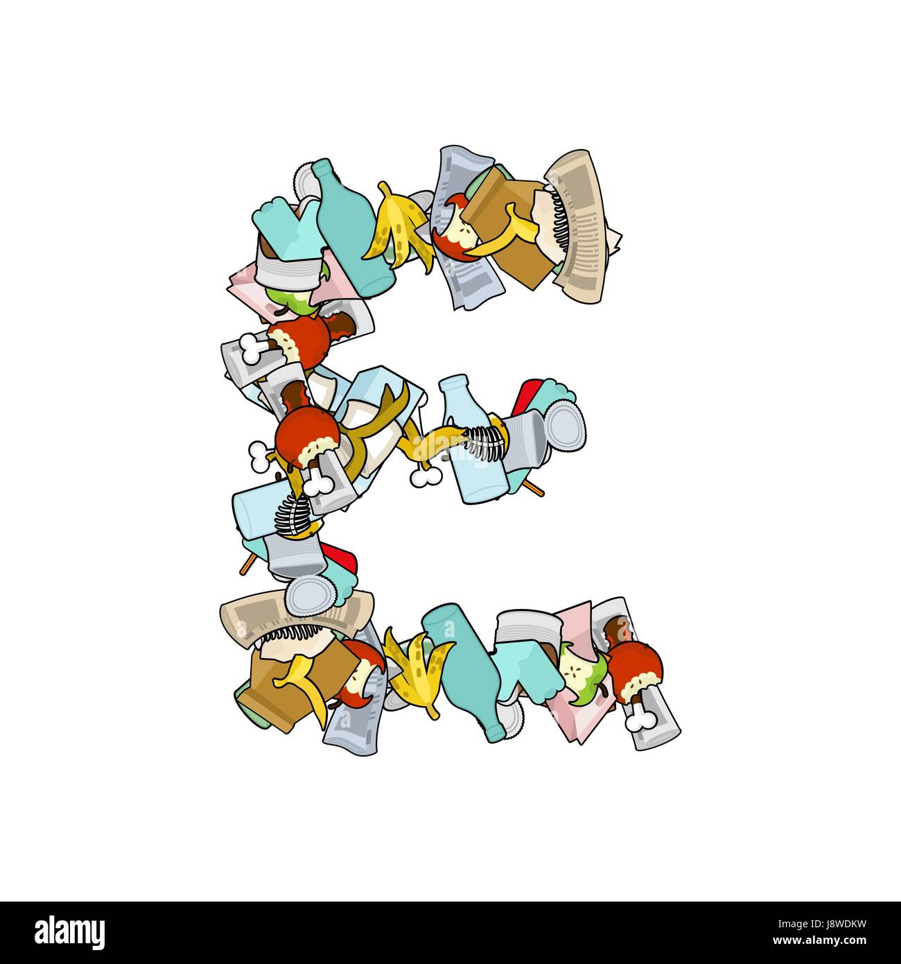 Letter E Rubbish. Trash font. garbage alphabet. Lettering litter Stock ...
