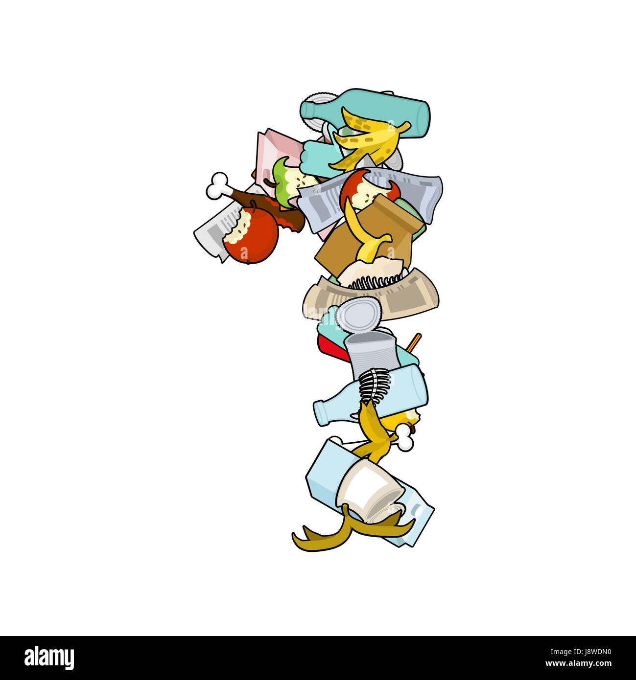 Number 1 Rubbish. Trash font one sign. garbage alphabet symbol ...