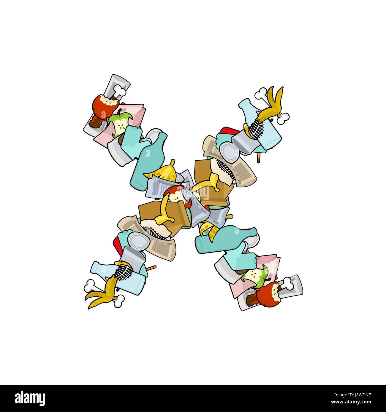 Letter X Rubbish. Trash font. garbage alphabet. Lettering litter Stock ...